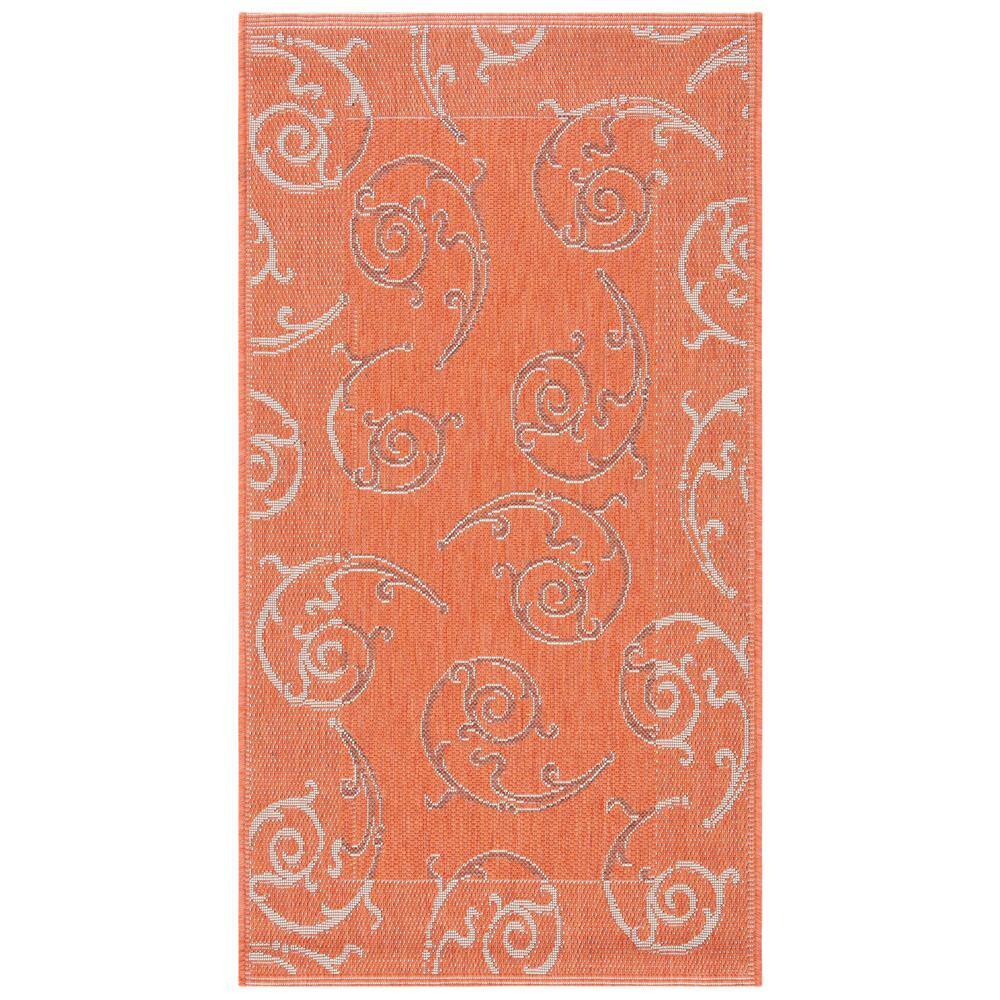 SAFAVIEH Courtyard Terracotta/Cream 3 ft. x 5 ft. Border Indoor/Outdoor ...