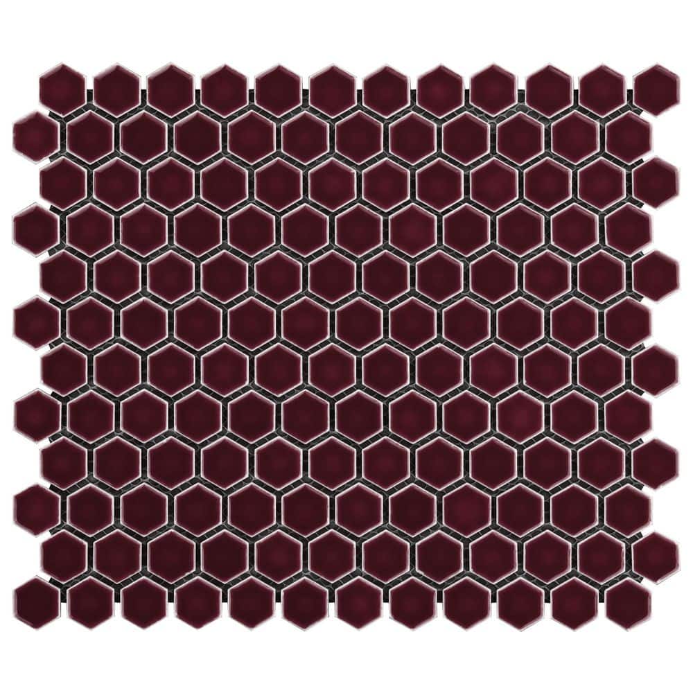 Ivy Hill Tile Bliss Edged Hexagon 3 in. x 6 in. Polished Plum Ceramic ...