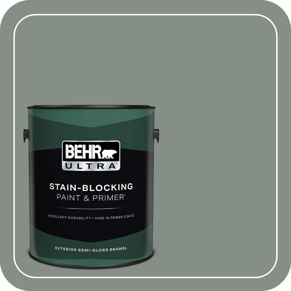 BEHR ULTRA 1 gal. #ECC-49-3 Forest Moss Semi-Gloss Enamel Exterior ...