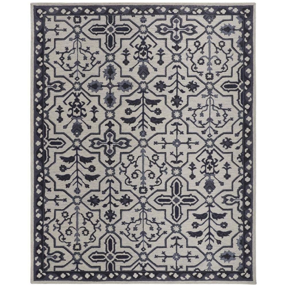 HomeRoots 5 ft. x 8 ft. Gray Floral Area Rug 2000513674 - The Home Depot