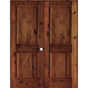 Krosswood Doors 56 in. x 80 in. Rustic Knotty Alder 2-Panel Left Handed ...