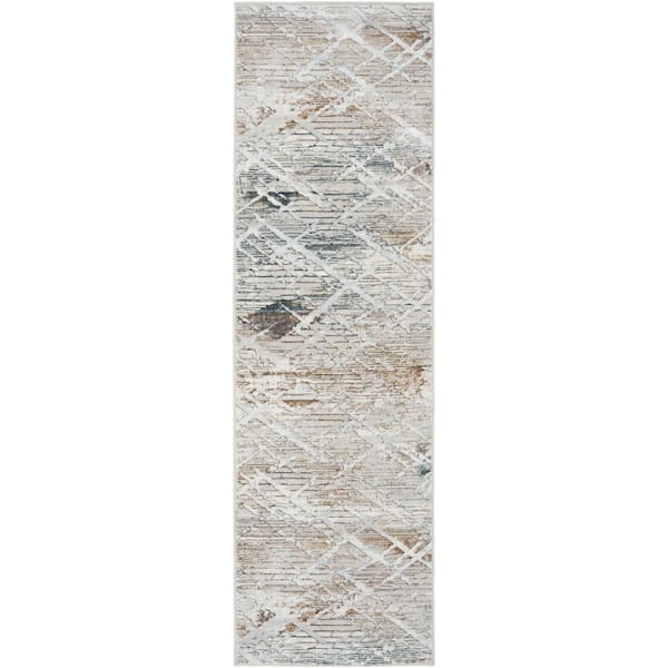 Nourison Glam Grey Multicolor 2 ft. x 8 ft. Contemporary Runner Area ...