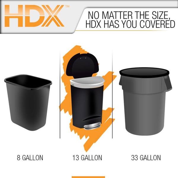 HDX 13 Gallon Unscented White Drawstring Tall Kitchen Trash Bags 110 Count HDX959537COMBO1 The Home Depot