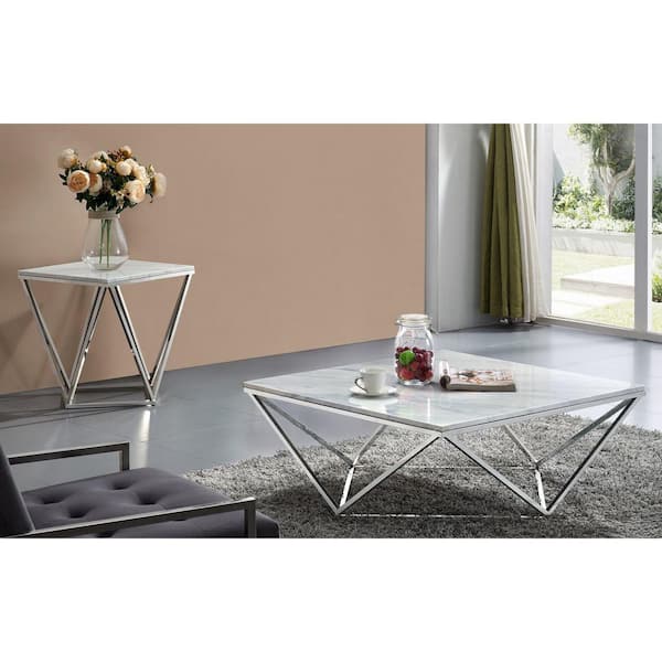 HOME IMPORTS EMPORIUM 21 in. W White Finish Round Shape Aluminum Frame ...