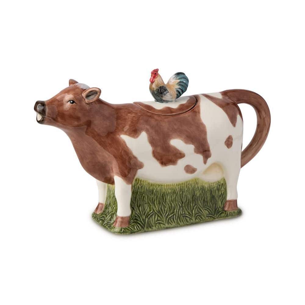Certified International 3-Cup Ceramic Vintage Farm 3-D Cow Teapot 34692 ...