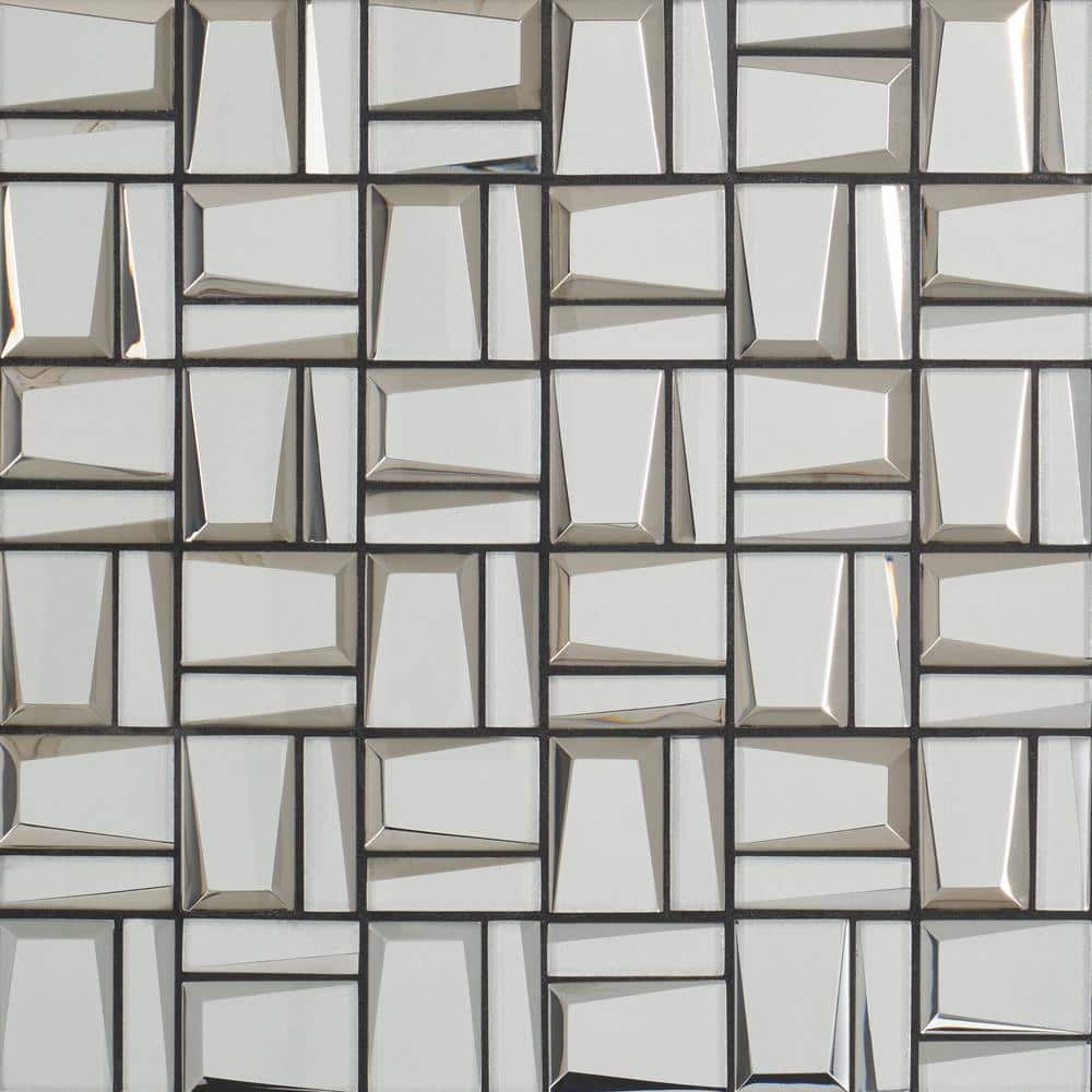 Ivy Hill Tile Aiga French Silver 11.81 in. x 11.81 in. Polished Glass ...
