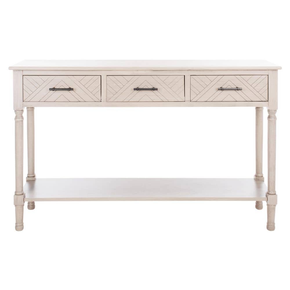 SAFAVIEH Peyton 47.3 in. Greige Rectangle Wood Console Table with ...