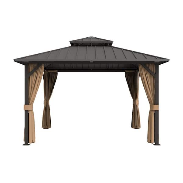 LATTOY 12 ft. x 12 ft. Double Galvanized Steel Roof Aluminum Frame ...