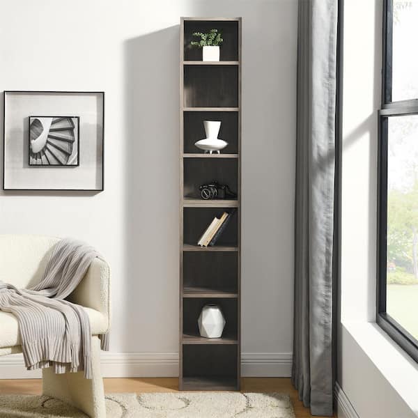 AndMakers 70.9 in. Tall Dark Brown Wood 4-Shelf Standard Bookcase with ...