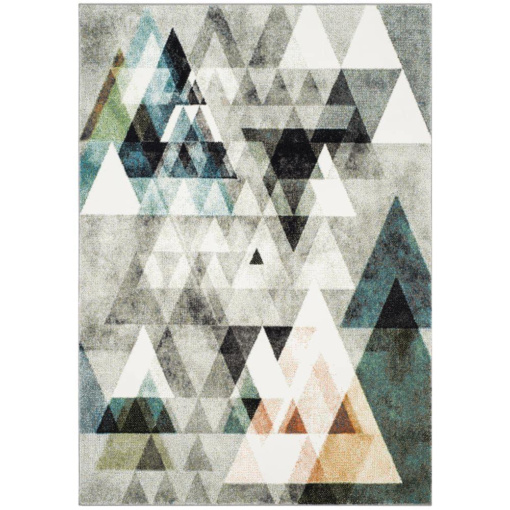 SAFAVIEH Porcello Gray/Blue 9 ft. x 12 ft. Geometric Area Rug PRL6938C ...