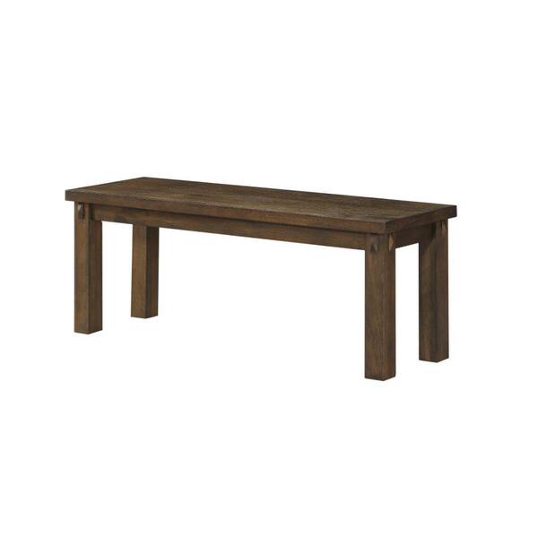 Benjara 15 in. Brown Backless Bedroom Bench with Thick Block Legs ...