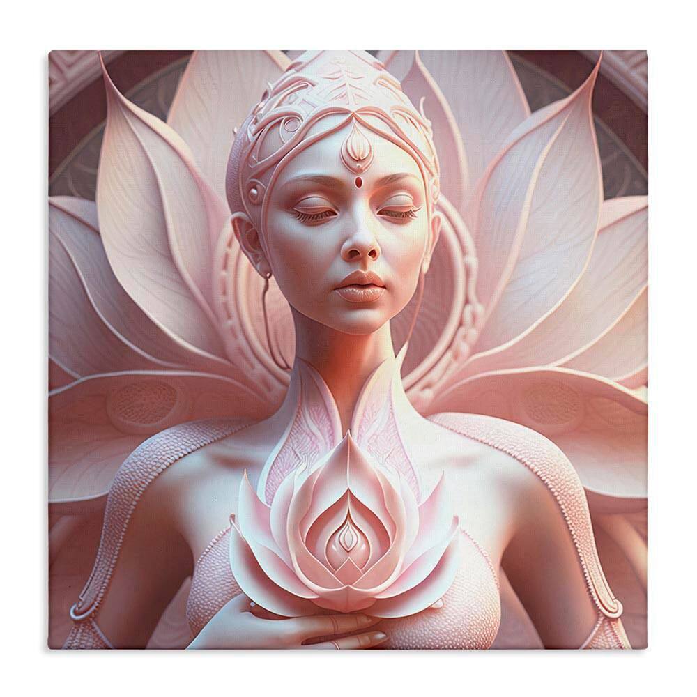 Stupell Industries Spiritual Lotus Woman Statue by Shambhala Light Visionary Art Unframed People ...