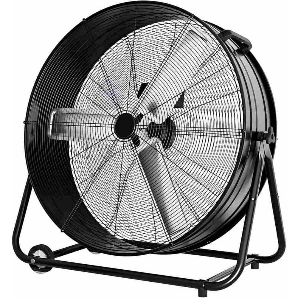 Stbine 30 in. 3 speeds Drum Fan In Black 14000 CFM 360° tilt wheels ...