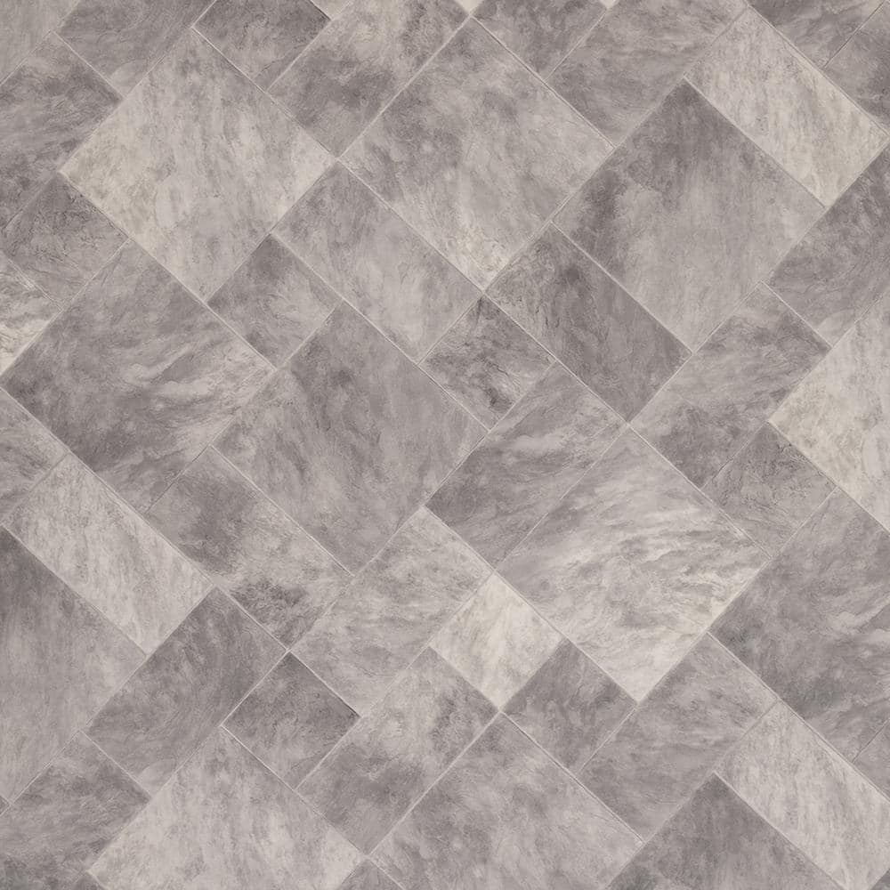 Lifeproof Essex Grey Tile 16 MIL 13.2 ft. W x Cut to Length Waterproof ...