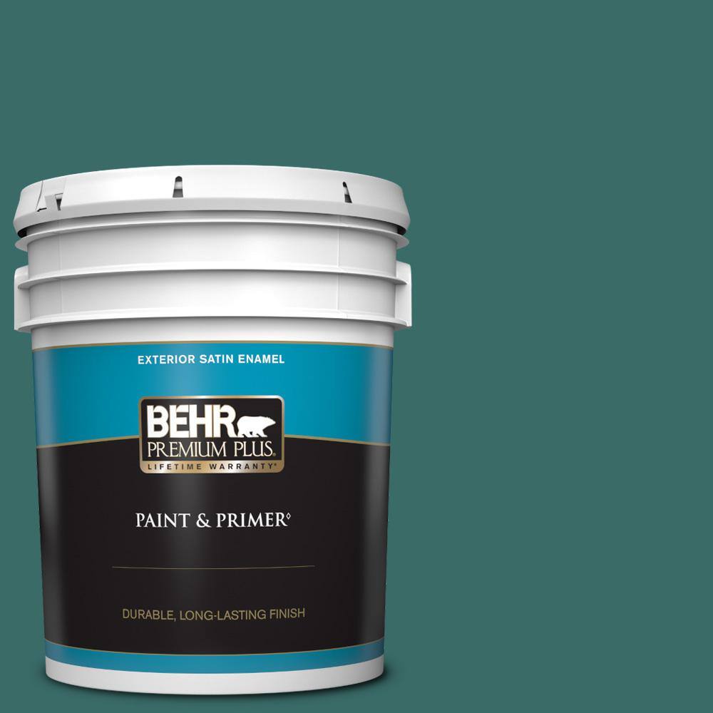BEHR PREMIUM PLUS 5 gal. #M450-7 Beta Fish Satin Enamel Exterior Paint ...