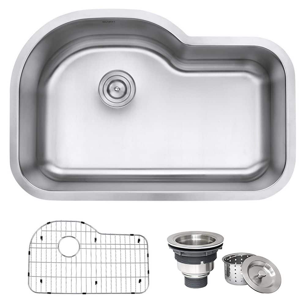 Ruvati Parmi 32 in. Undermount Single Bowl 16-Gauge Stainless Steel ...