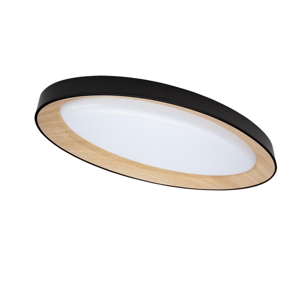 Commercial Electric 32 in. Matte Black White Oak Interior Oval LED ...