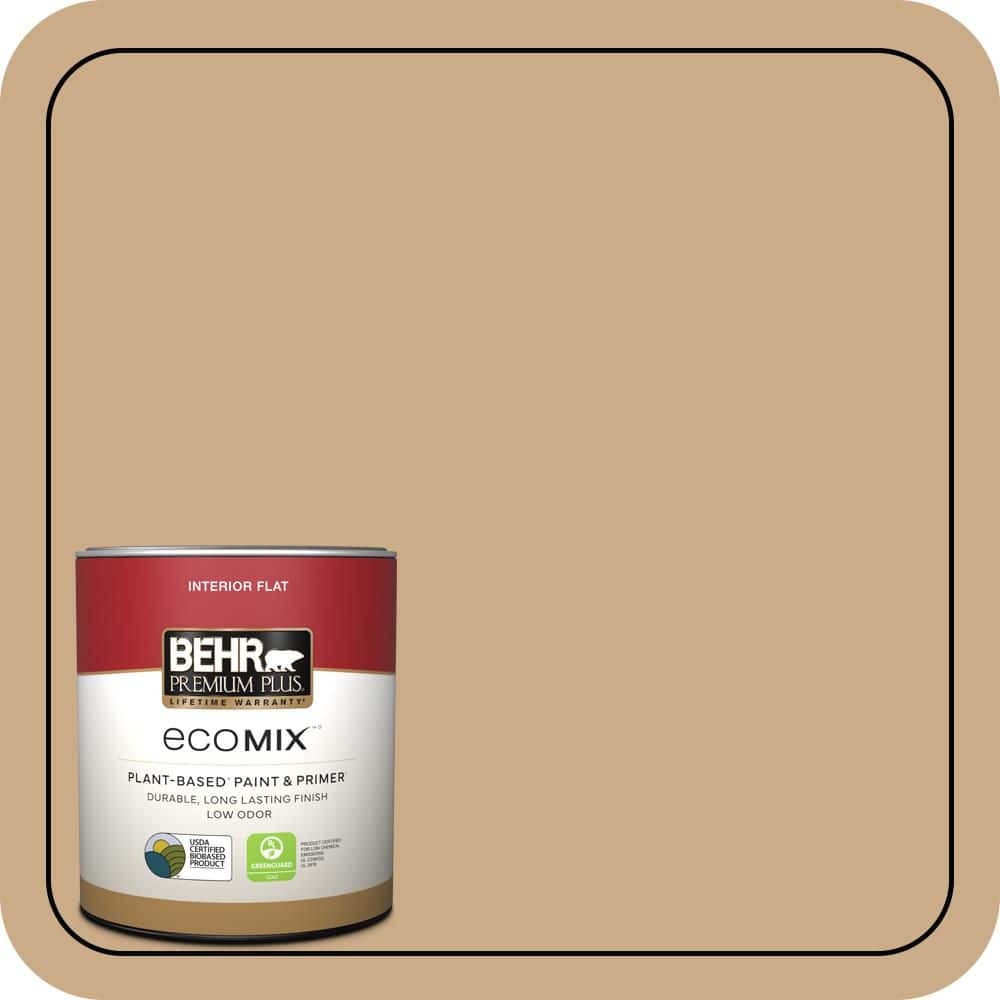 BEHR PREMIUM PLUS 1 qt. #N280-4 Perfect Tan Flat EcoMix Plant-Based ...