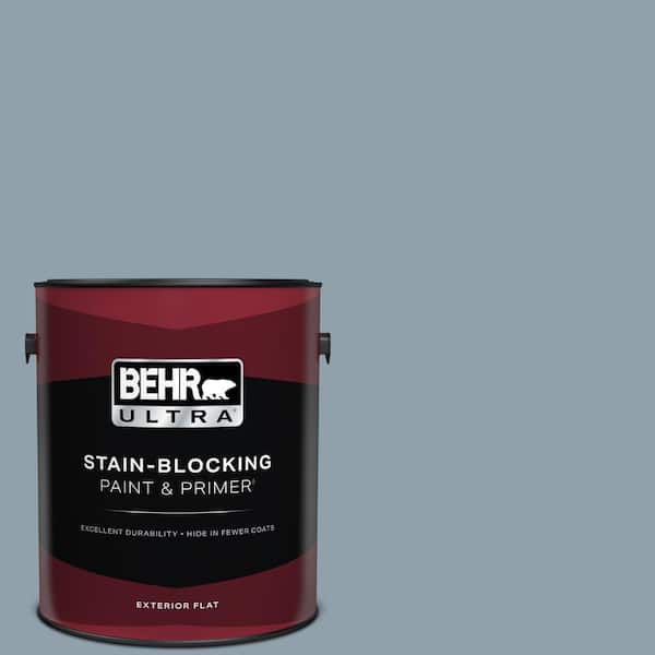 BEHR ULTRA 1 Gal. #N480-4A Dusty Denim Flat Exterior Paint and Primer ...