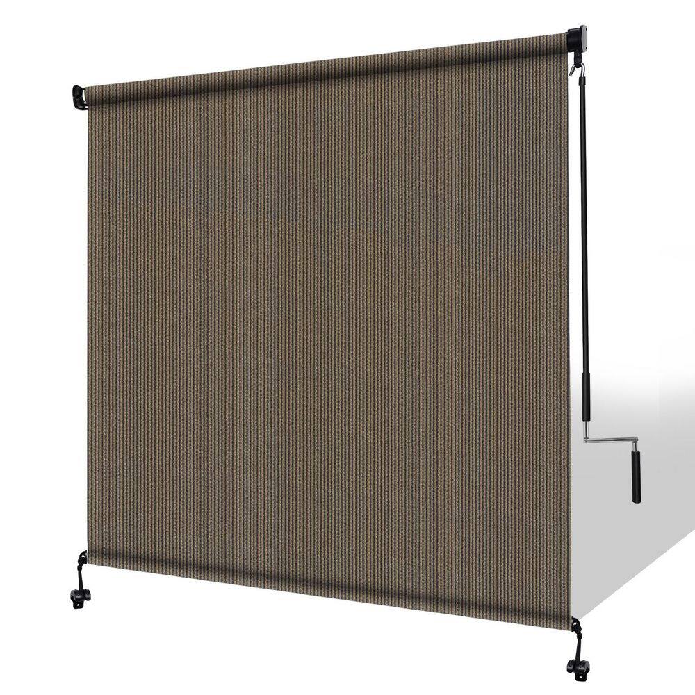 BANSA ROSE 8 ft. x 8 ft. Walnut Exterior Cordless Shade Blind Sun Shade ...
