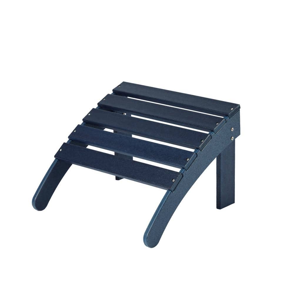 Aoodor HDPE Plastic Outdoor Adirondack Ottoman Footrest in Solid Navy ...