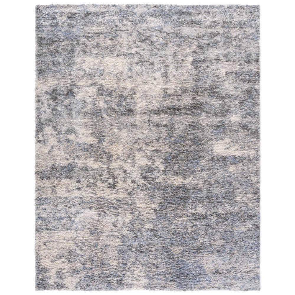 SAFAVIEH Berber Shag 11 ft. x 15 ft. Ivory/Gray Abstract Modern Area ...