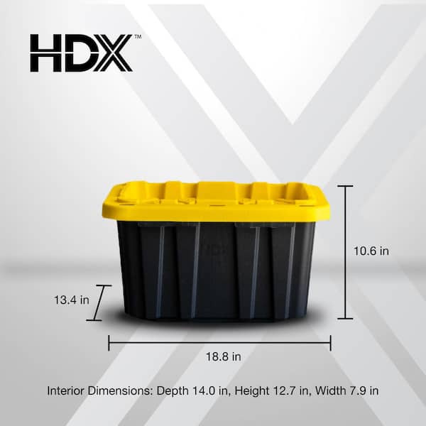 HDX 27-Gal. and 7-Gal. Tough Storage Tote Bundle in Black and Yellow ...