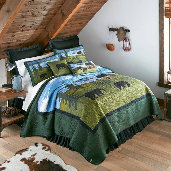 DONNA SHARP Bear River Green Cotton King Quilt Set (3-Piece) Z83427 ...