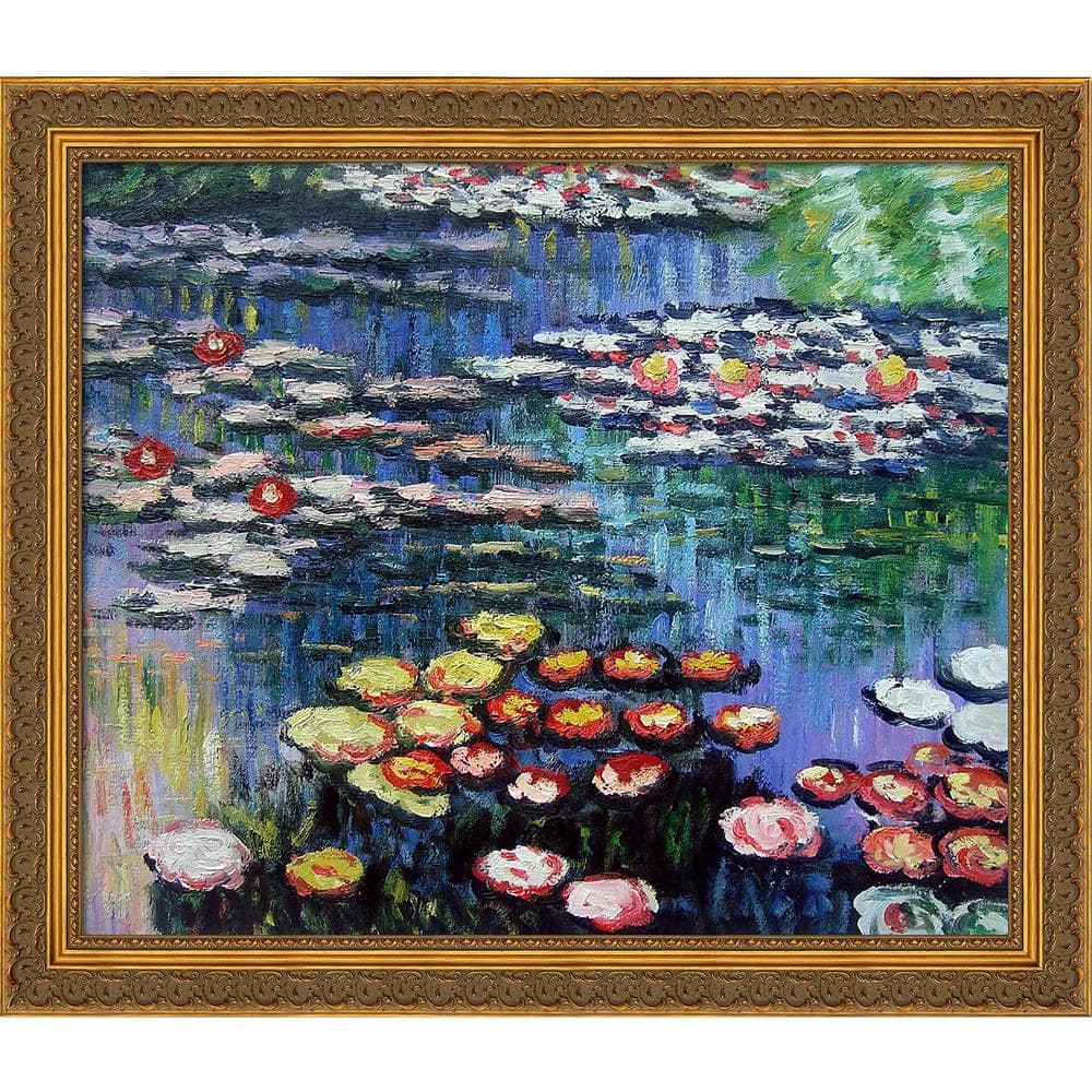 LA PASTICHE Water Lilies (pink) with Baroque Antique Gold Frame by ...