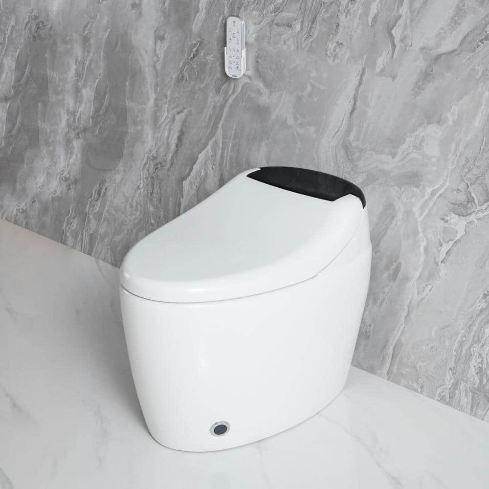 Logmey One Piece 1.28 GPF Single Flush Elongated Smart Toilet in White ...