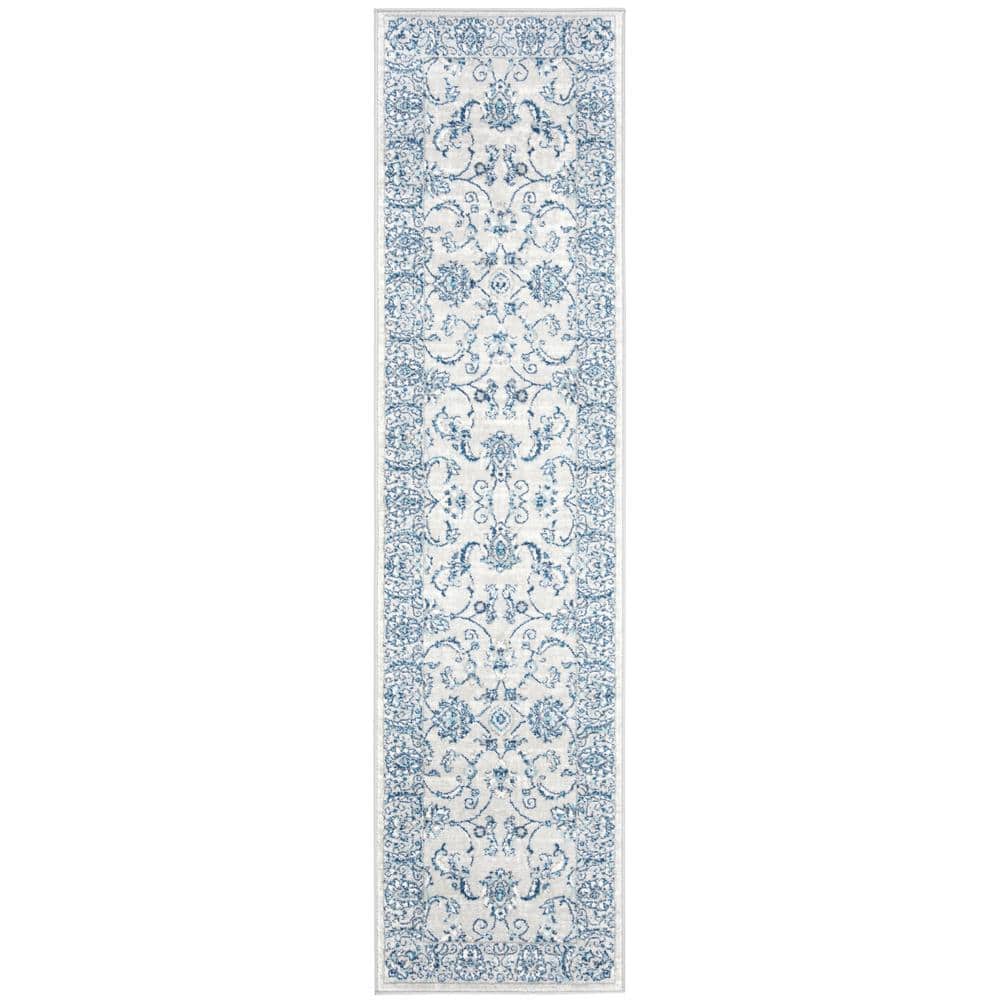 SAFAVIEH Brentwood Light Gray/Blue 2 ft. x 18 ft. Speckled Floral ...