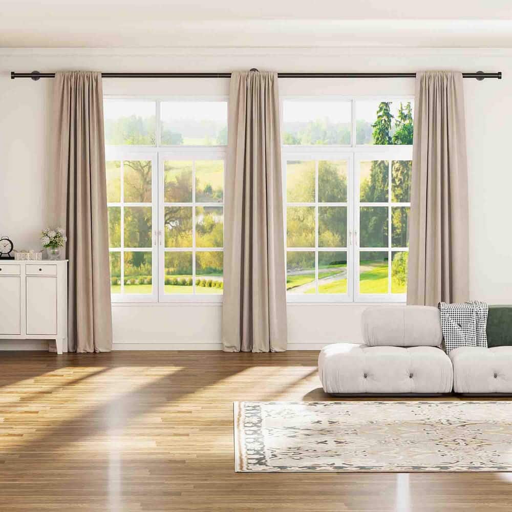 ZESTLIBI 32 in. - 150 in. Adjustable 1 in Single Curtain Rod in Black ...