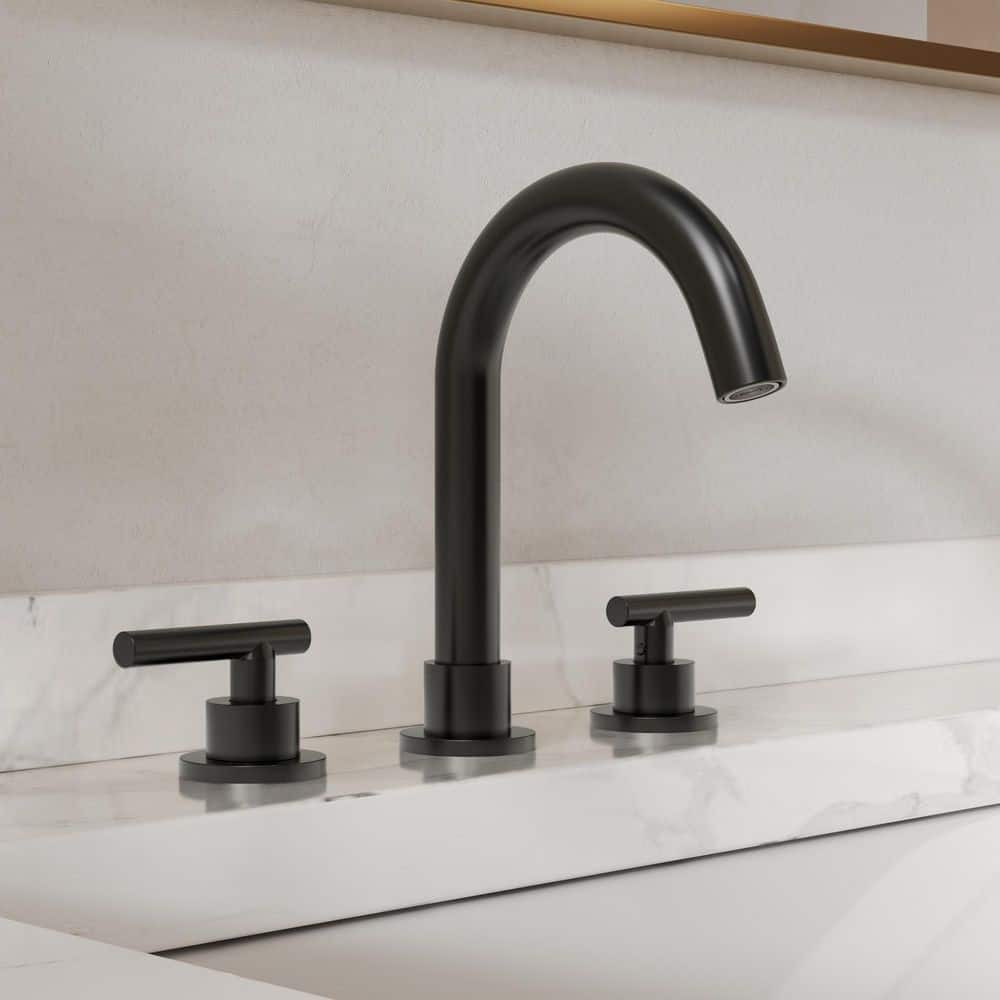 GRANDJOY 3-Hole 8 in. Widespread Double Handle Bathroom Sink Faucet ...