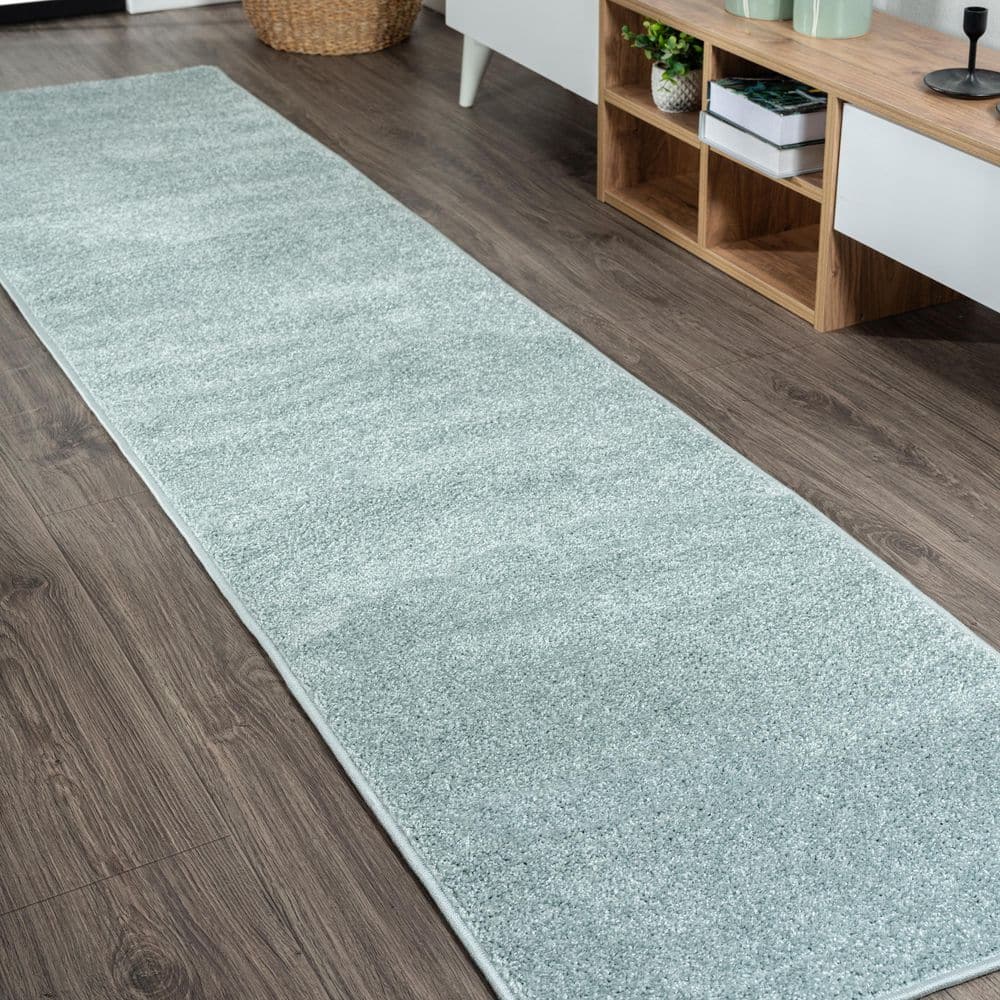 JONATHAN Y Haze Solid Low-Pile Light Blue 2 ft. x 10 ft. Runner Rug ...