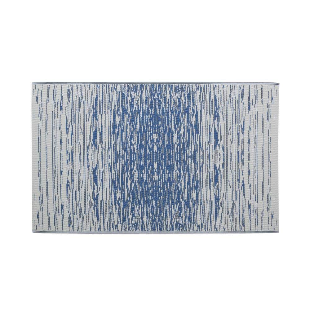 Noble House Posy Night Blue and White 4 ft. x 6 ft. Indoor/Outdoor Area ...