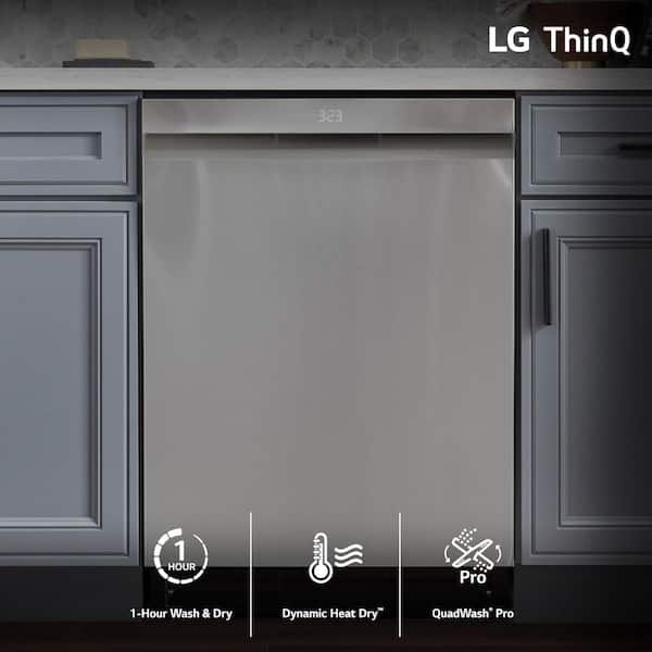 LG 24 in. PrintProof Black Stainless Steel Top Control Smart Dishwasher ...