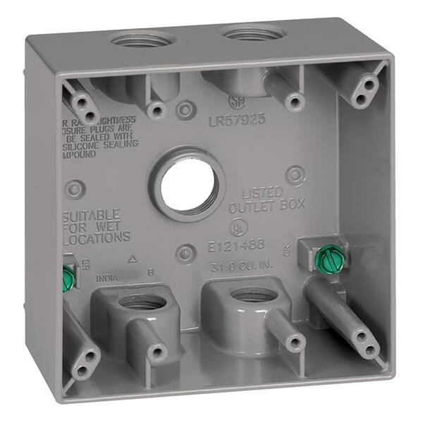 Commercial Electric 2-Gang Metal Weatherproof Electrical Outlet Box ...