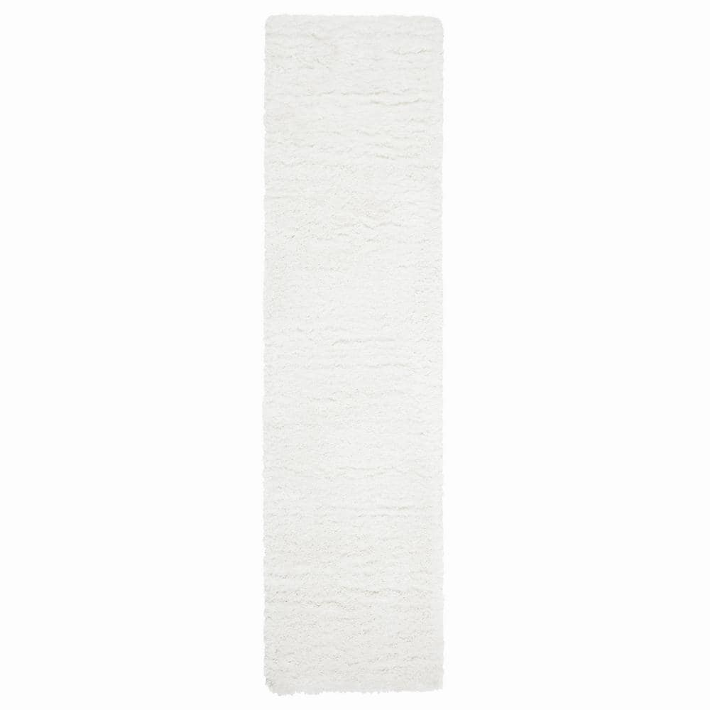 EVERLOOM Royal Shag Pearl White 2 ft. x 8 ft. Shag Runner Rug 4-277-105 ...