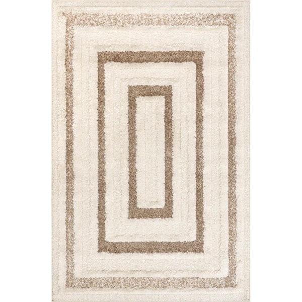 nuLOOM Riana Beige 5 ft. x 8 ft. Striped Shag Area Rug KKIZ03A-508 ...