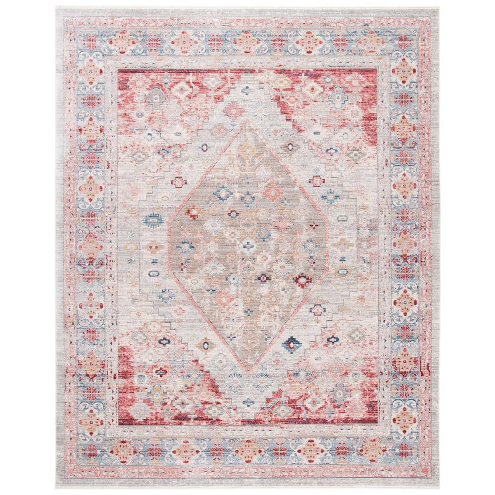 SAFAVIEH Kenitra 9 ft. x 12 ft. Gray/Blue Distressed Medallion Area Rug ...