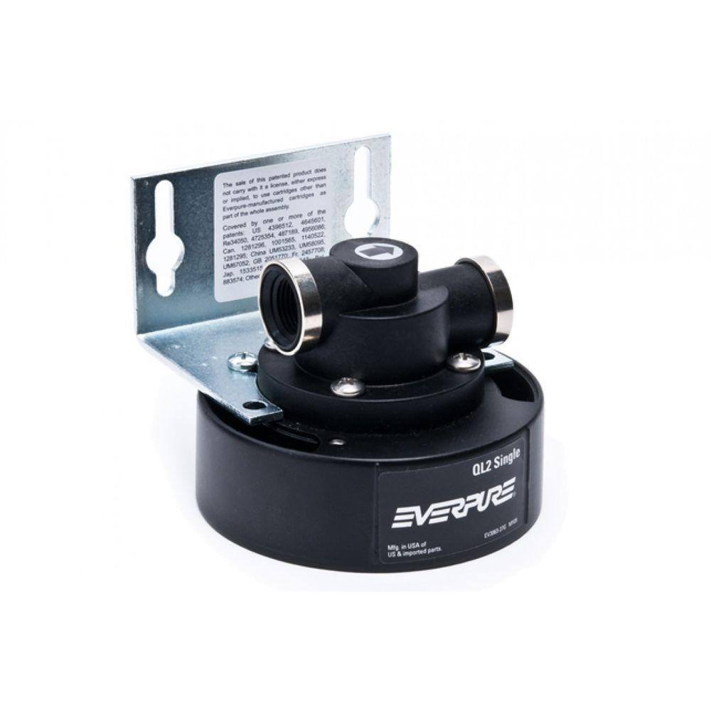 Everpure 3-1/5 in. x 4-1/2 in. Single Filter Head with Bracket and 3/8 ...