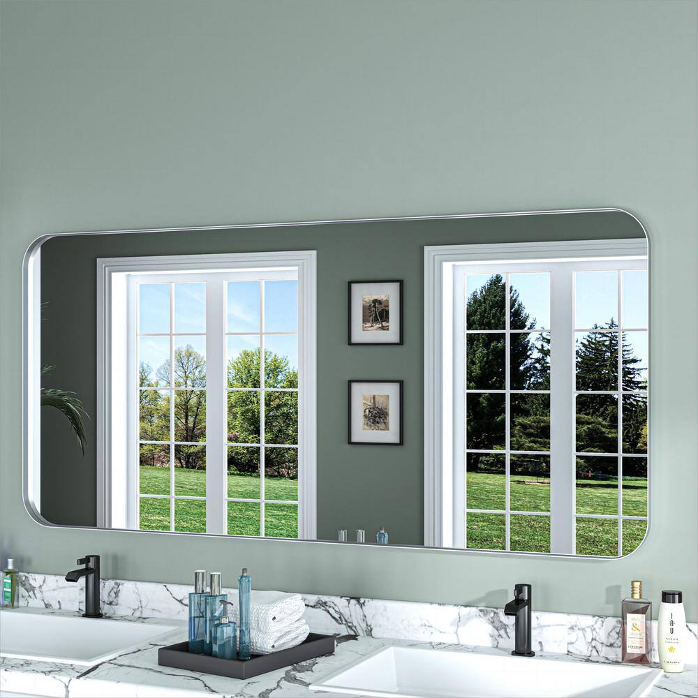 TOOLKISS 60 in. W x 28 in. H Rectangular Aluminum Framed Wall Bathroom ...