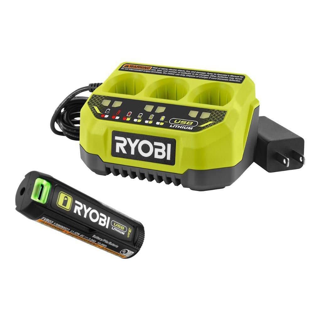 RYOBI USB Lithium 3-Port Charger with FREE USB Lithium 3.0 Ah ...