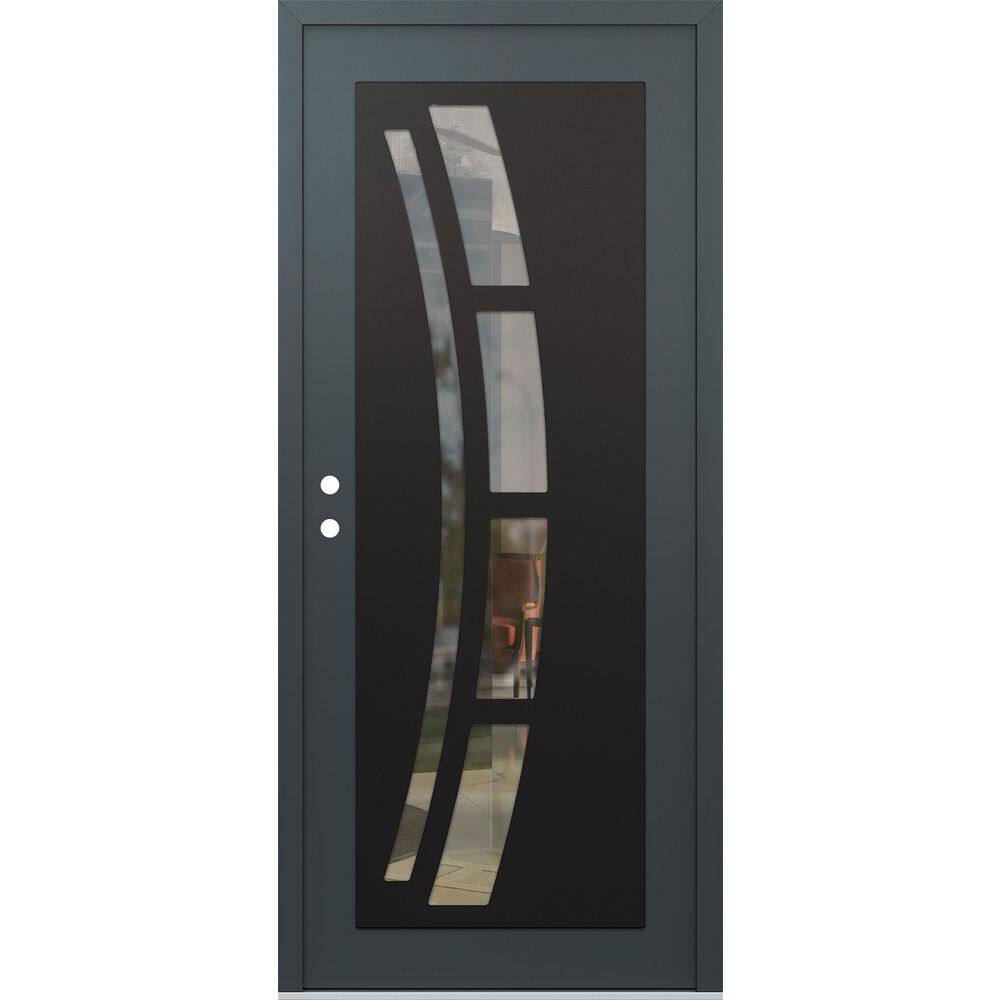 Tessari Doors C12 36 in. x 80 in. Black P Right-Hand/Inswing Clear ...