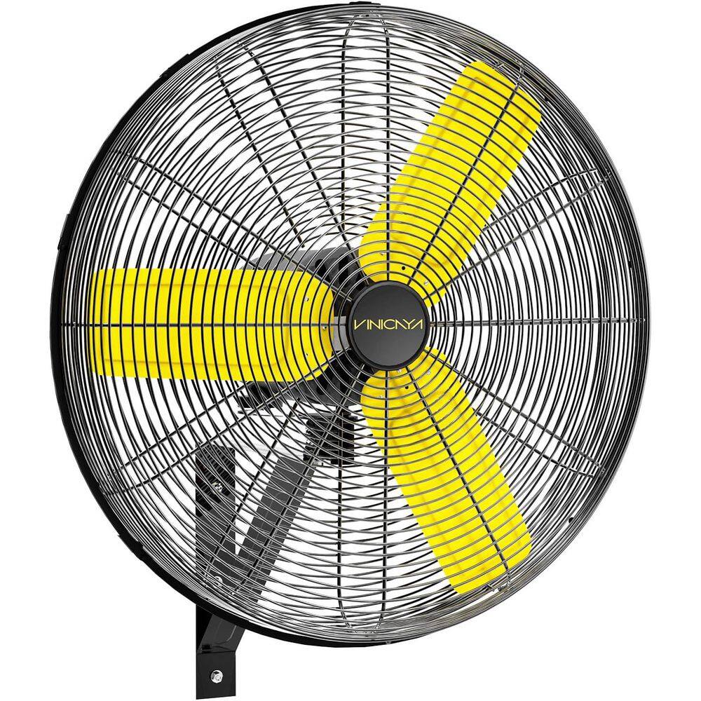 24 in. 3-Speed Oscillating High Velocity Yellow Indoor Wall Mount Fan ...
