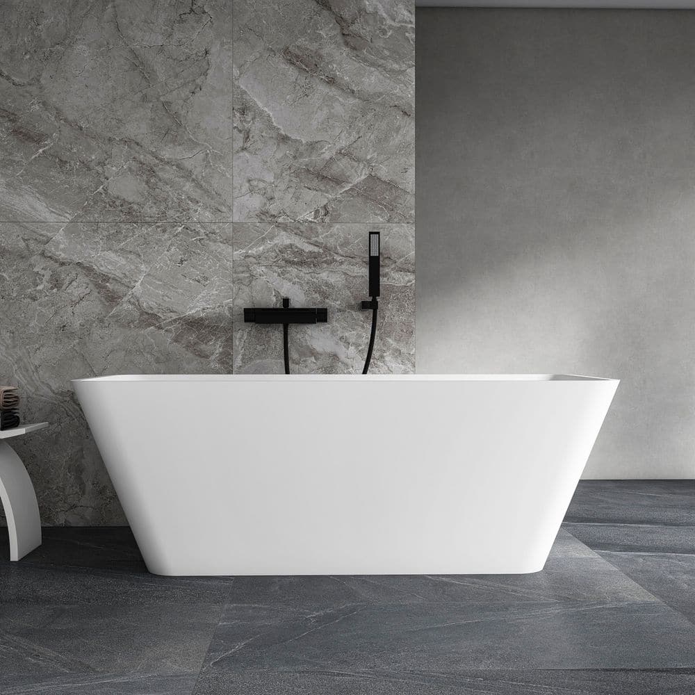 AVAXA 67 in. x 31 in. Freestanding Solid Surface Rectangle Soaking ...