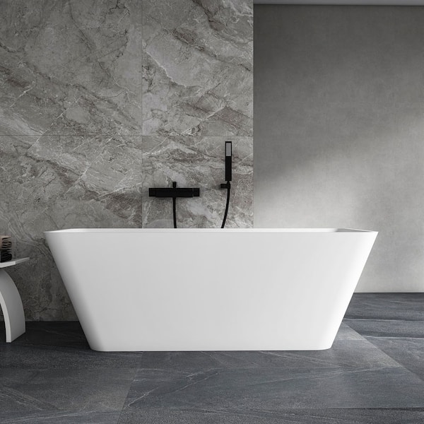 AVAXA 67 in. x 31 in. Freestanding Solid Surface Rectangle Soaking ...