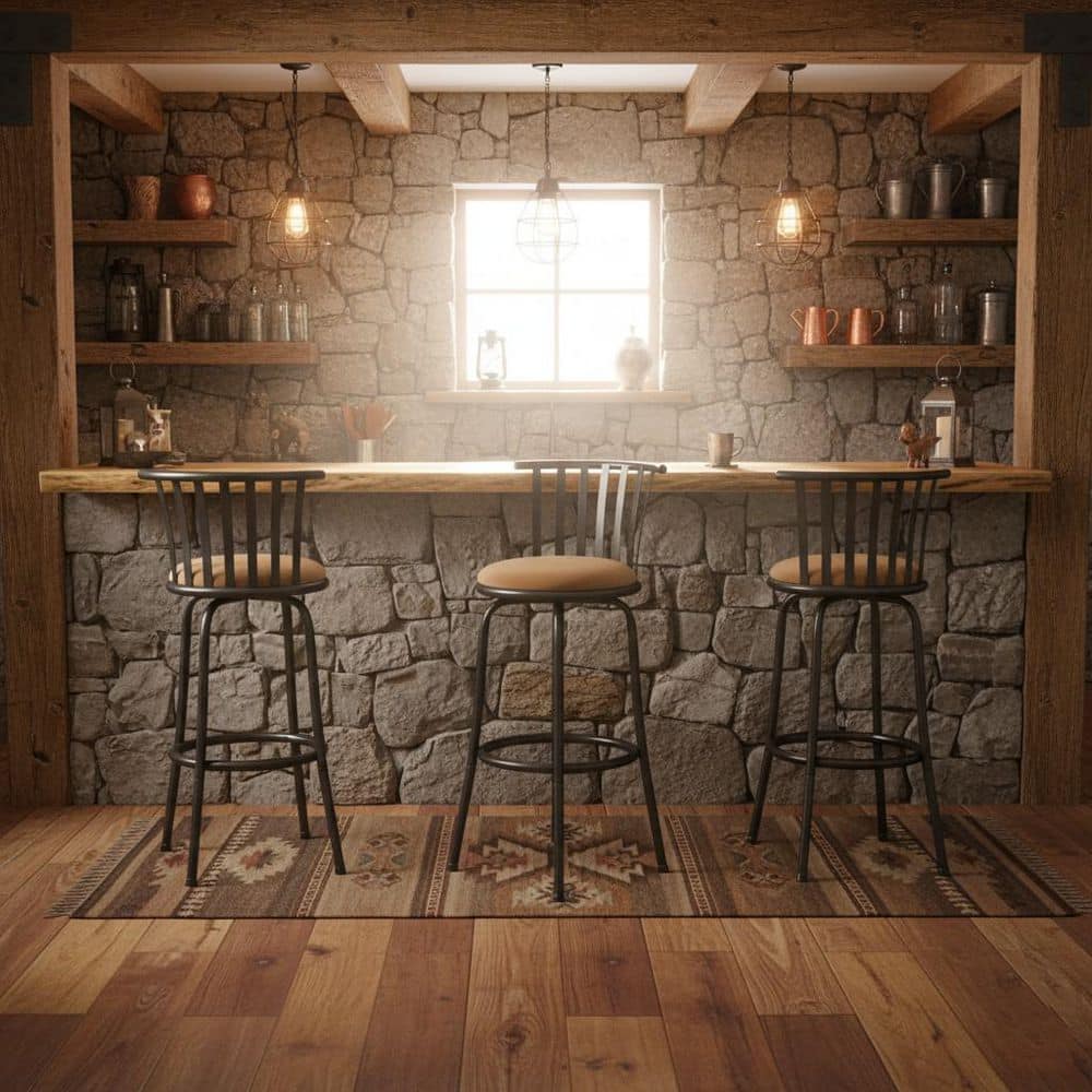 Homy Casa Pistil 24 in. Brown Suede Low-Back Swivel Counter Height Bar ...