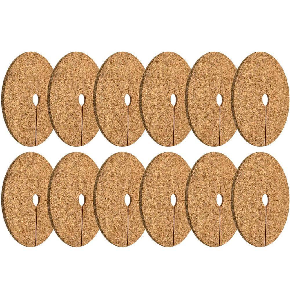 ATENGNES 12 in. Coconut Fiber Mulch Tree Ring Protector Mat Coco Coir ...