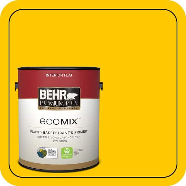 BEHR PREMIUM PLUS 1 gal. #S-G-380 Sunny Summer Flat EcoMix Plant-Based ...